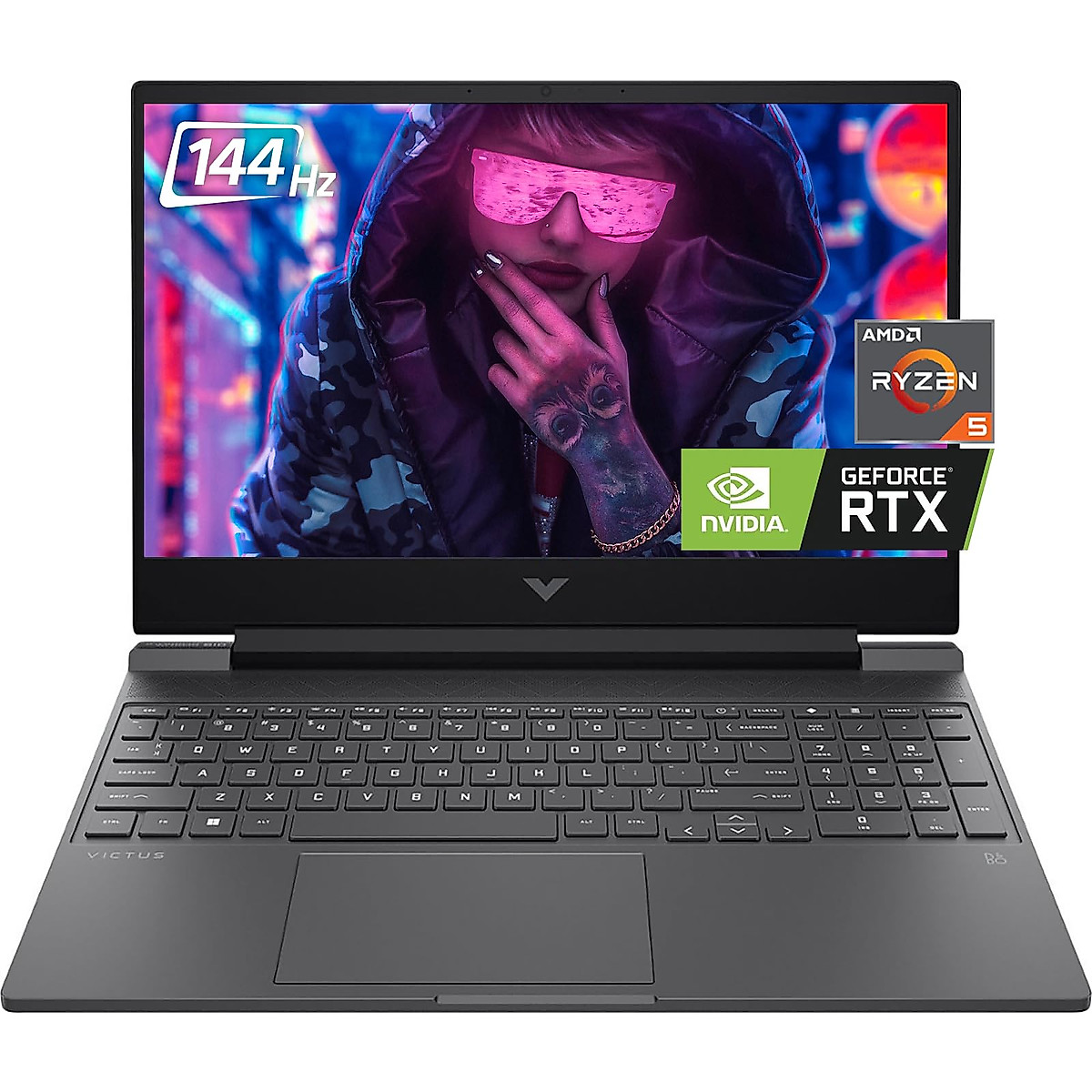 HP Victus Gaming Laptop, 15.6" FHD 144Hz Display, AMD Ryzen 5 7535HS, 32GB DDR5 RAM, 1TB NVMe SSD, NVIDIA GeForce RTX 2050, Backlit Keyboard, WiFi 6, RJ-45, HDMI, Win 11, w/CUE Accessories