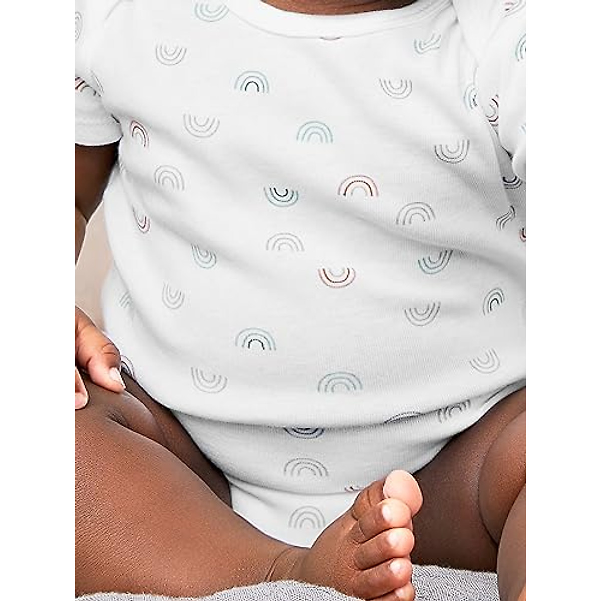 Simple Joys By Carter's Unisex Baby 6-pack Short-sleeve Bodysuit Shirt, Animal/Rainbow/Stripe/Text Print, 3-6 Months US