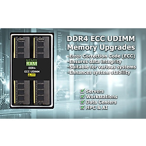 NEMIX RAM 64GB (4X16GB) DDR4 2666MHZ PC4-21300 2Rx8 1.2V CL19 288-PIN ECC Unbuffered UDIMM Memory KIT Compatible with Synology D4EC-2666-16G NAS Memory