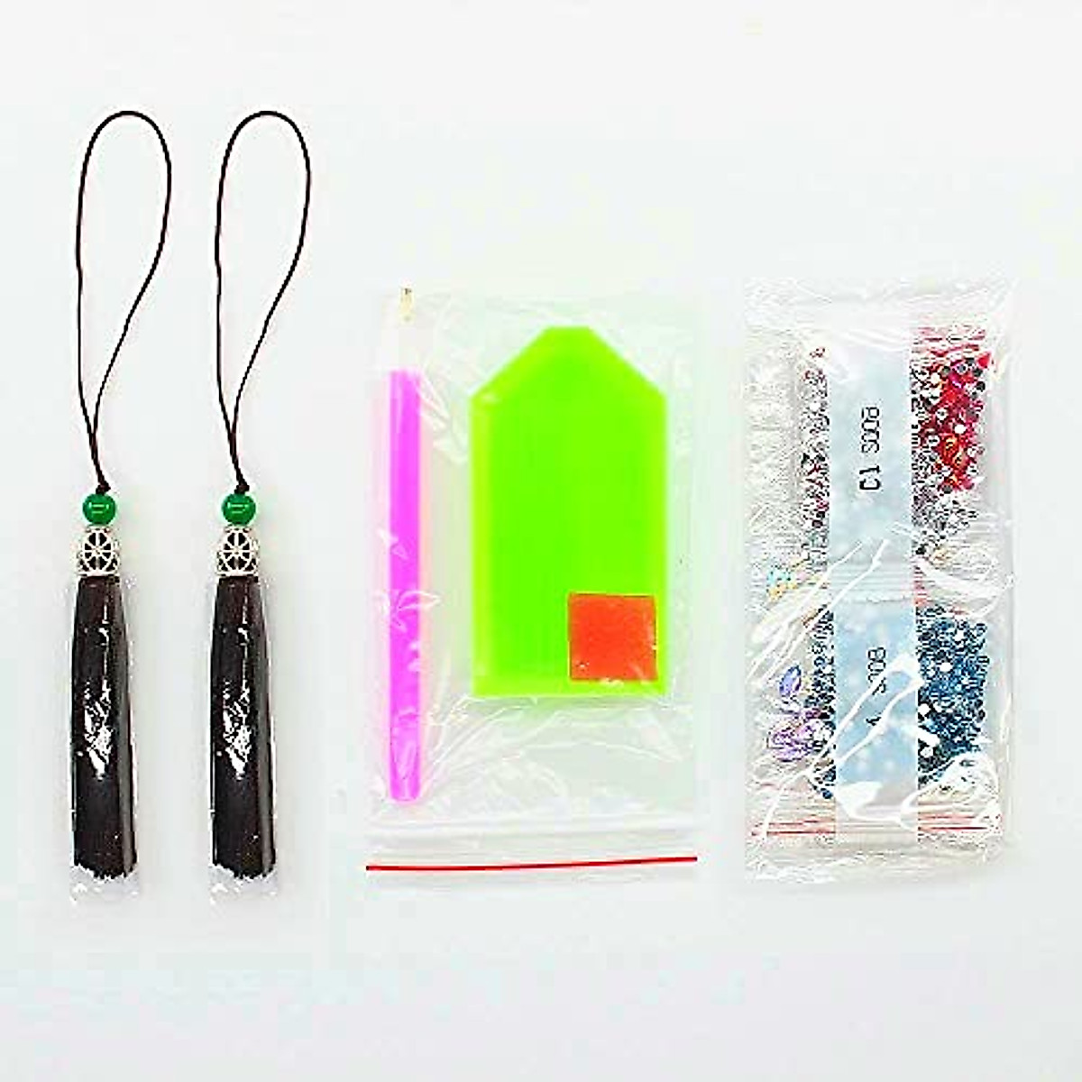 Generic 2 Pieces Diamond Painting Kits Bookmarks with Tassel Jesus Cross Christian DIY Leather Bookmark Art Craft 5D Special Shaped Crystal Paint by Numbers for Adults Kids Students Gift 6x21cm