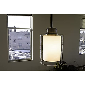 Design House 587345 Oslo Traditional 1-Light Integrated LED Indoor Dimmable Mini Pendant with Double Glass Shade for Bathroom Kitchen Island Bar, Satin Nickel