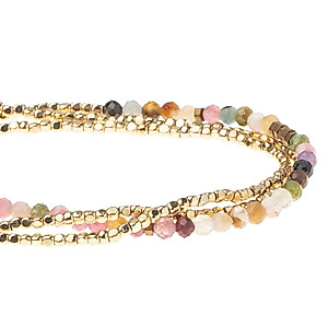 Scout Curated Wears - Women's Delicate Stone Wrap Bracelet & Necklace - Tourmaline/Gold - Stone of Healing