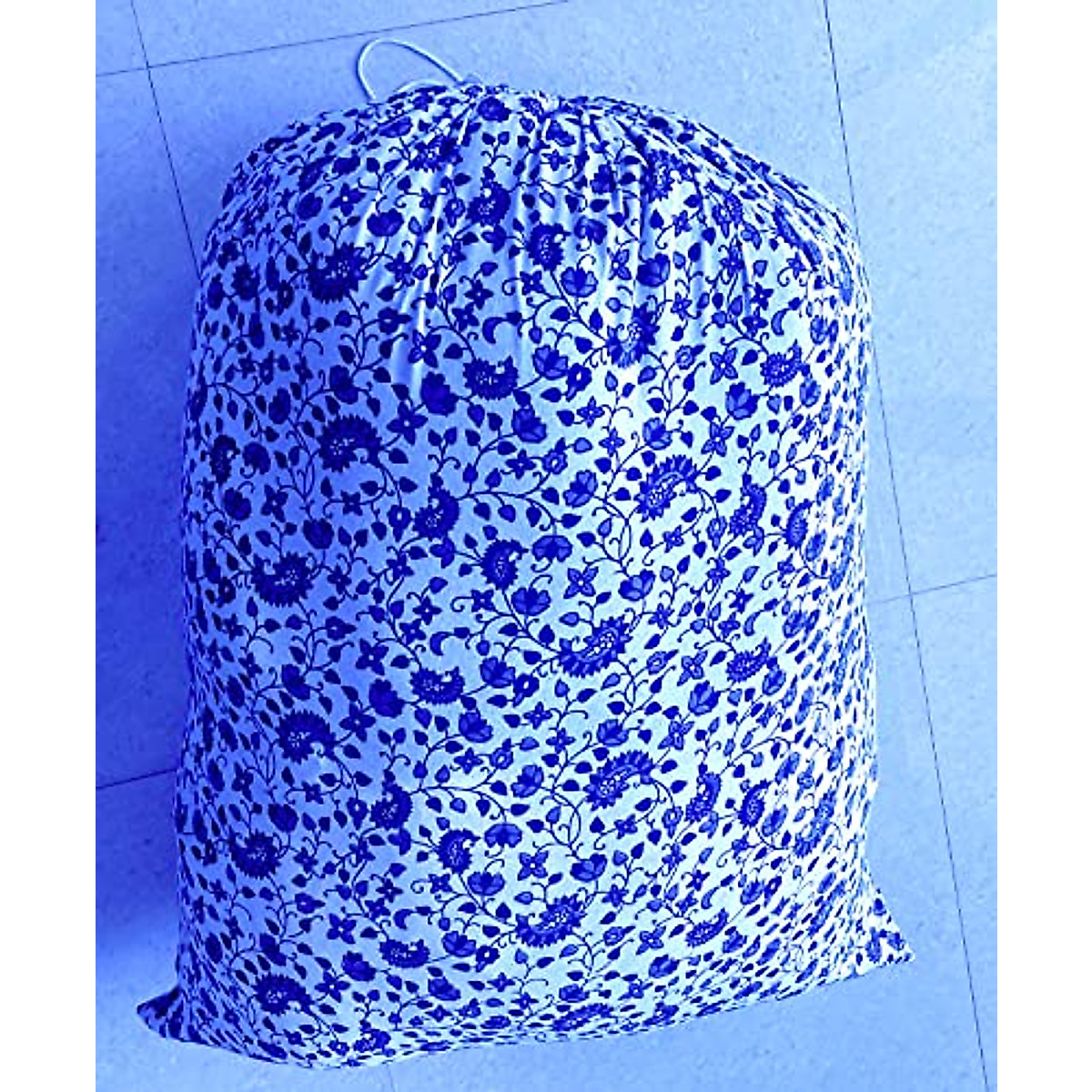 Cotton Mandala Print Washable Blue Laundry Bags Dirty Clothes Toy Storage for College Dorm or Travel Laundry Liner Draw-Cord with Cord-lock Pack Of 5 pcs