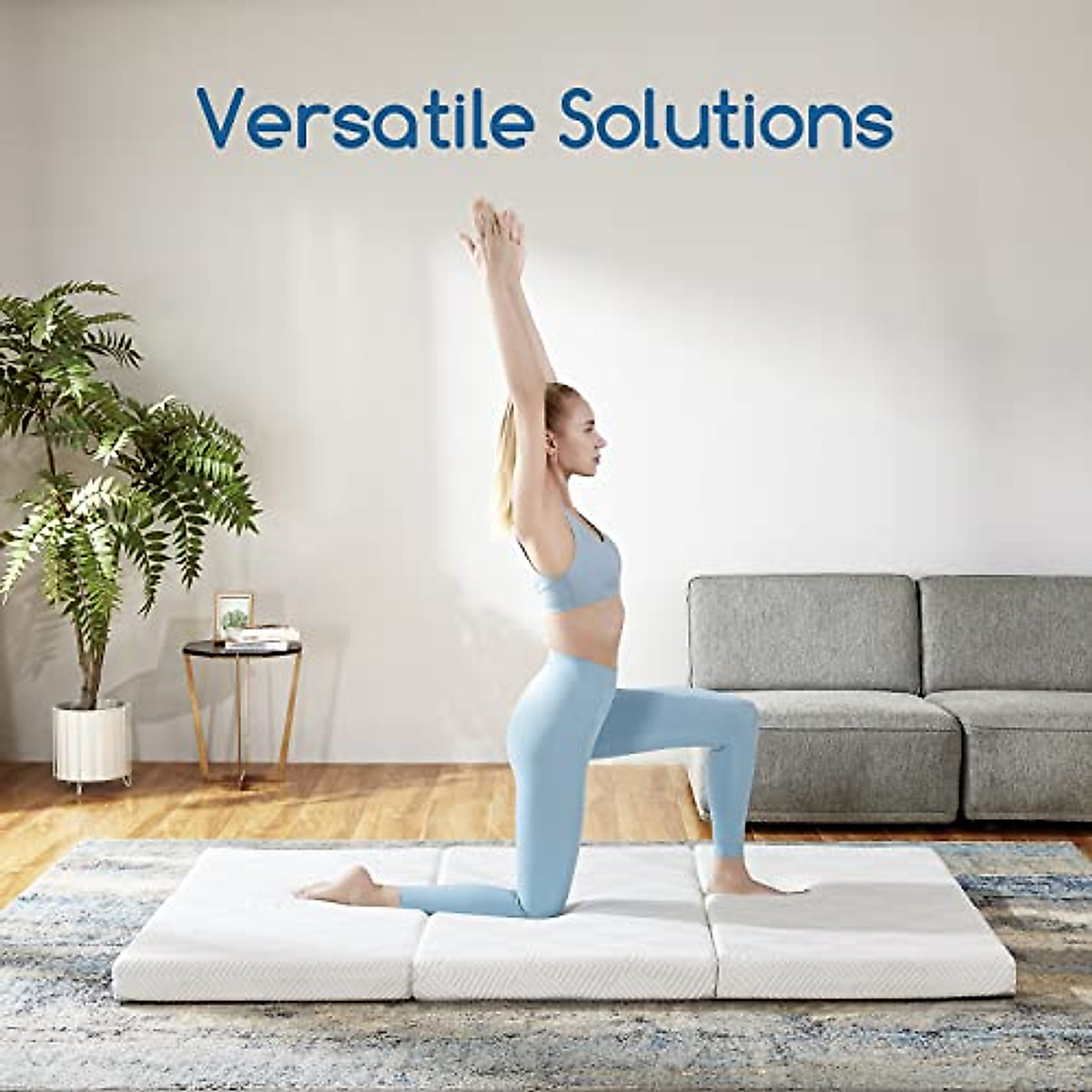 MyAnts Folding Mattress - 4 inch Portable Tri-fold Cooling-Gel Memory Foam Foldable Mattress Topper with Washable Soft Cover Non-Slip Bottom, Camping Mattress Floor Guest Bed, 75" x 39" Twin Size