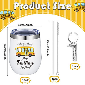 6 Pcs Bus Driver Appreciation Gifts School Bus Tumbler Cup with Keychain Bus Driver Pot Holder with Pocket Heat Resistant Oven Pads Silicone Spatula Rubber Greeting Card for Bus Driver Teacher Gifts