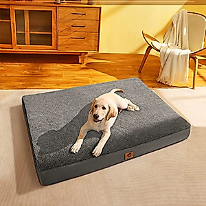 Baauye X-Large Dog Bed for Large/Mediem/Samll Dogs, Orthopedic Egg-Crate Foam Dog Bed Suit for Dog Crates with Removable Waterproof and Washable Cover (X-Large（41x30x4）, Dark Grey)