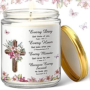 Christian Gifts for Women Lavender Scented Candle Inspirational Gifts for Women Soy Wax Candle for Home Religious Candles Birthday Candle Gifts for Women Friends Sister Teachers Coworkers