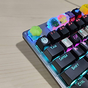HFSECURITY Little Fire Dragon Frog Seed Design Resin Keycaps for Cherry Mx Switch Mechanical Gaming Keyboard Use SA R1 (FrogSeed)