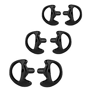 AIRSN Replacement Earmold Earbud Earplug for Motorola Kenwood Two-Way Radio Air Acoustic Coil Tube Audio Kits (Black,3 Pair-Small,Medium,Large)