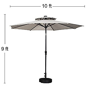 DOIT Solar Patio Umbrella 10 FT Outdoor Umbrella with 40 LED Lights 8 Sturdy Ribs, Table Market Umbrella for Garden,Deck,Backyard,Pool Bench(No Base)