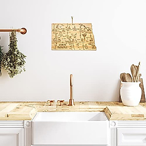 Totally Bamboo Destination North Dakota State Shaped Serving and Cutting Board, Includes Hang Tie for Wall Display