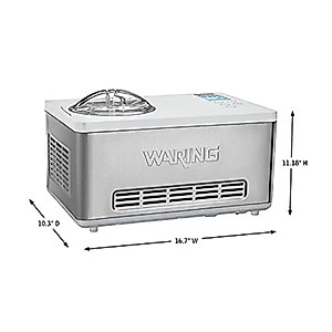 Waring Commercial WCIC20 2 Quart Capacity Ice Cream Maker with Built in Compressor, 180W, 120V, 5-15 Phase Plug