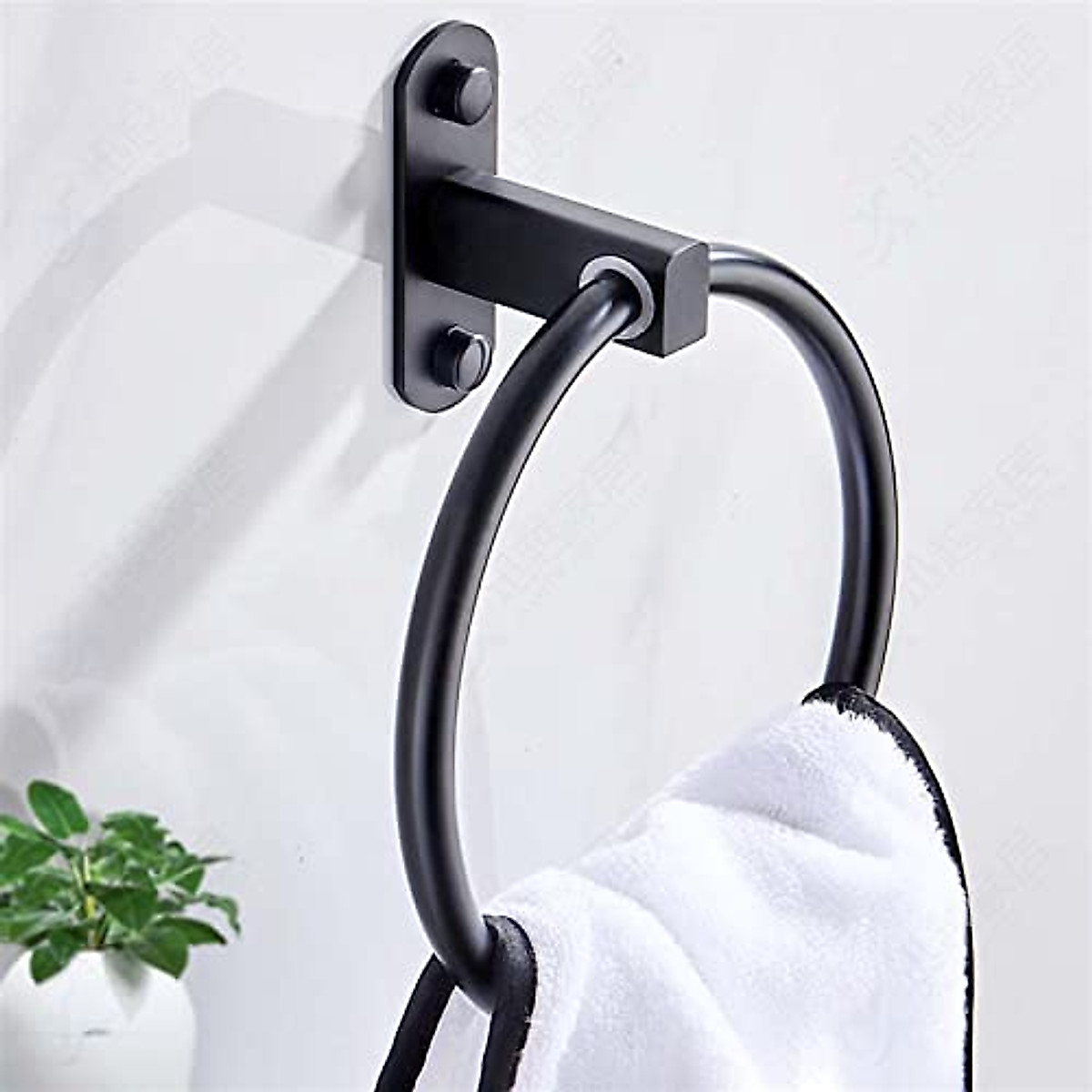 VEMMIO Towel Ring Black Hand Towel Rings Holder Aluminum Round Bar Washroom Wall Mounted Bath Hanger Rack Shelf Bathroom Accessories