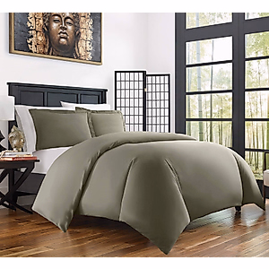 100% Pure Cotton Duvet Cover Set, 600 Thread Count with Zipper & Corner Ties 3 Piece Set-1 Duvet Cover and 2 Pillowshams, Super Soft and Easy Care Luxury Duvet Cover Set (Twin/TwinXL, Olive)