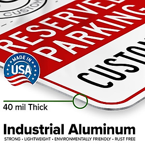 Custom No Parking Sign, Custom Reserved Parking Signs for Business, 10x14 Inches, Rust Free .040 Aluminum, Fade Resistant, Made in USA by My Sign Center (Post Holes)