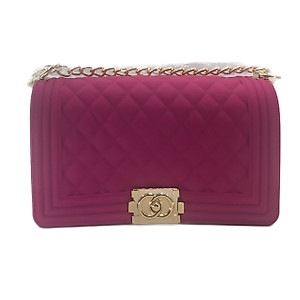 Jelly shoulder bag, Jelly hand bag, pvc, women's girl fashion bag (Hot Pink)