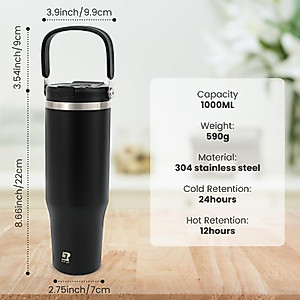 Riley Joy 32 oz 2.0 Stainless Steel Tumbler with Leak-Proof Lid and Straw, Double-Wall Vacuum Insulated Travel Mug for Coffee, Iced Tea, or Water - Ideal for Commutes and Outdoor