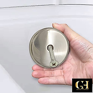 Gold-Hao-The-Bathroom Single Hole Bathtub Drain Overflow Plate - Overflow Drain Cover | Tub Drain Cover with Three Matching Screws/Bathtub Overflow Drain Cover with Adapter (Brushed Nickel)
