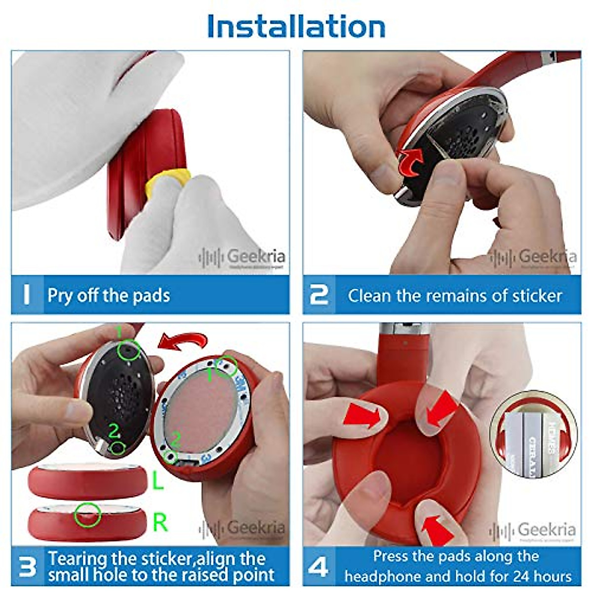 Geekria PRO Extra Thick Ear Pads for Beats Studio 3 (A1914), Studio 3.0 Wireless Headphones Ear Cushions, Headset Earpads, Ear Cups Repair Parts (Black)