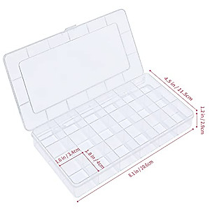 2pack 18 Grids Clear Plastic Organizer Box Storage Container with Dividers for Washi Tape,Jewelry,Beads Art DIY Crafts, Fishing Tackles,Screws