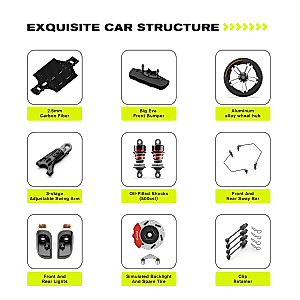 AMORIL 1/10 Large 3S Brushless High Speed RC Cars for Adults,Max 120 MPH All-Road Speed Bash Racer RTR with Carbon Fiber Chassis,10 Lights,Aluminum Wheel,CNC Steel Split Driveshaft,500FT Control,Red