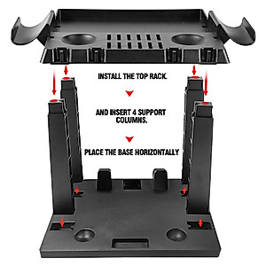 INFURIDER Multifunctional Storage Stand for Nintendo Switch Tower Holder Bracket for Nintendo Switch Dock Joy-Con Grip 2 Pro Controllers 2 Joy-Con Straps 4 Joy-Cons 12 Game Cards and 2 Poke Balls