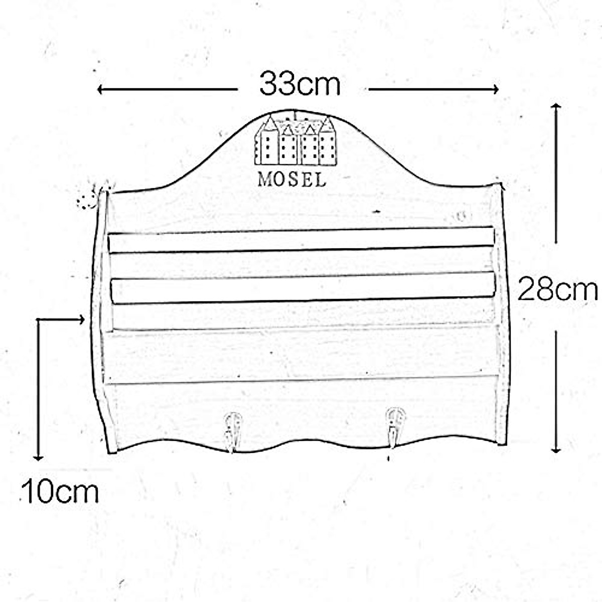 PIBM Stylish Simplicity Shelf Wall Mounted Floating Rack Shelves Retro Solid Wood Hook up Key Storage Multifunction Living Room Clothing Store, a , 33x10x28cm