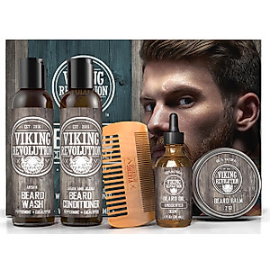 Ultimate Beard Care Conditioner Kit - Beard Grooming Kit for Men Softens, Smoothes and Soothes Beard Itch- Contains Beard Wash & Conditioner, Beard Oil, Beard Balm and Beard Comb- Classic Set
