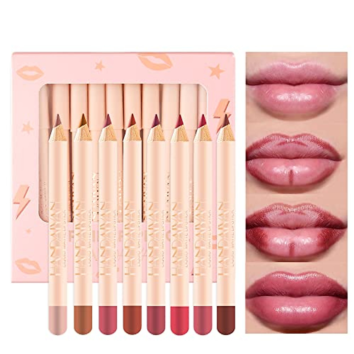 Mrettick 12 Colors Matte Lip Liner Pens Set Long-Lasting Creamy Lip Liner Natural Lip Makeup Soft Pencils Lipstick Set (#1)