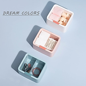 LiangTing 2 Grids Separate Cotton Swabs Dispenser Organizer Canisters,Transparent dust-proof desktop cotton swab box with cover,Dresser makeup remover cotton storage box for Cotton Balls, Cotton Pads.