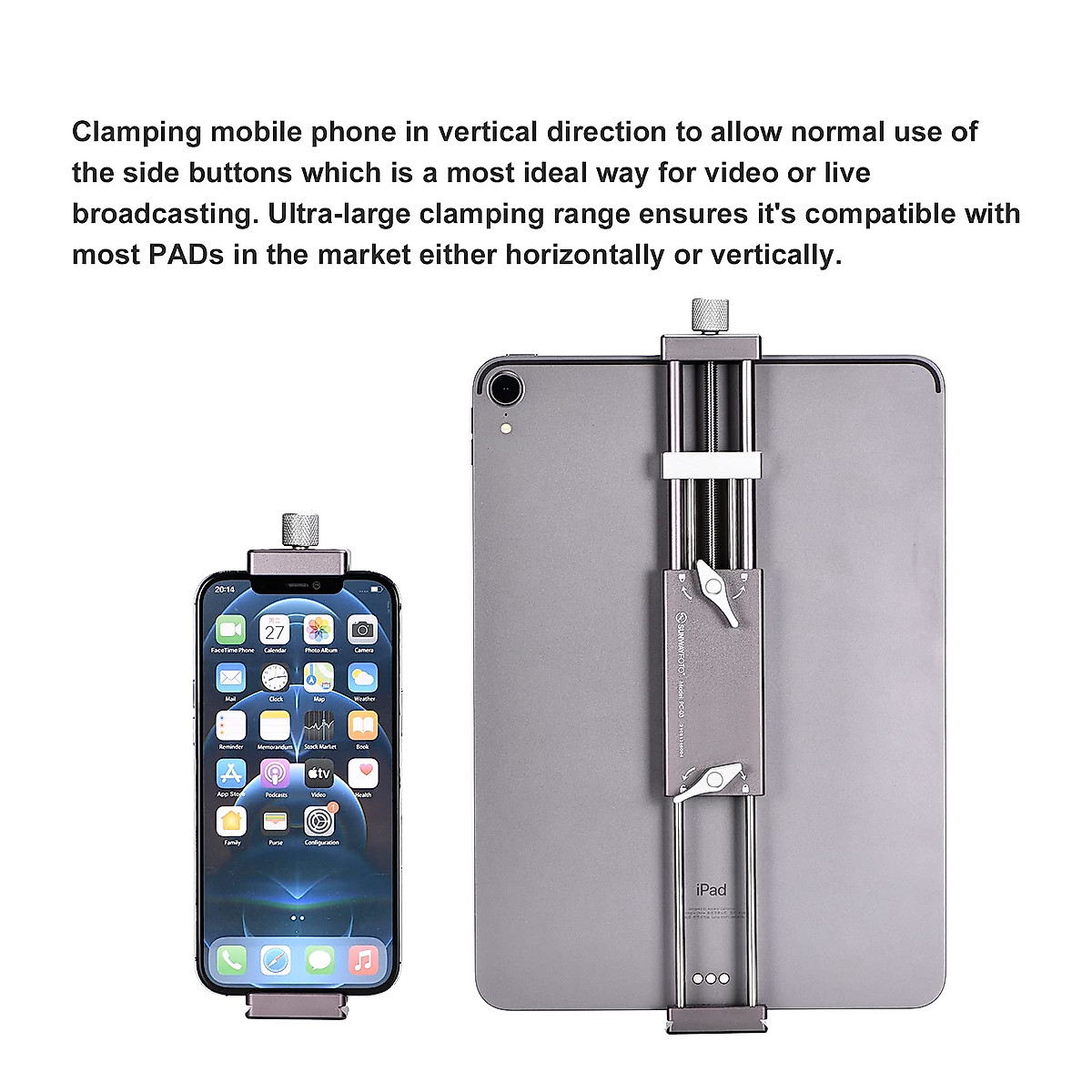 SUNWAYFOTO PC-03 Tablet Laptop Mount Smart Phone Bracket Tripod Bracket Accessories for Ipad Pro Holder Arca Swiss Stand Universal