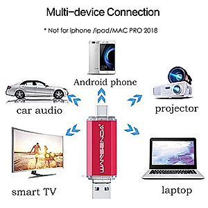 WANSENDA USB 3.1 Photo Stick 128GB 3 in 1 High Speed Flash Drive for Android Phones Type C/USB C Devices/Tablets/Samsung Galaxy,LG,Hua Wei,Google Pixel(128GB, Red)