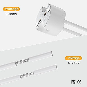 Minpory MR16 G4 GU5.3 Ceramic Bi-Pin Base Socket, MR16, MR11 Halogen Incandescent CFL LED Bulb Holder Wire Connector Socket Adapter 10 Pack