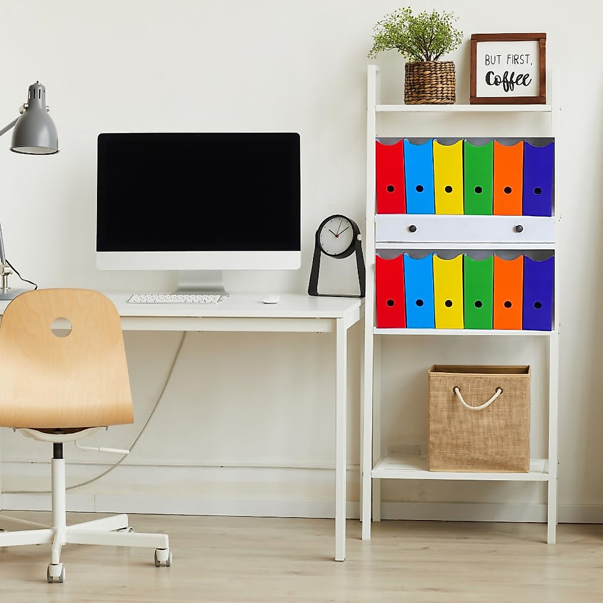 Evelots Magazine File Holder-Organizer-Full 4 Inch Wide-6 Colors-W/Labels-Set/6