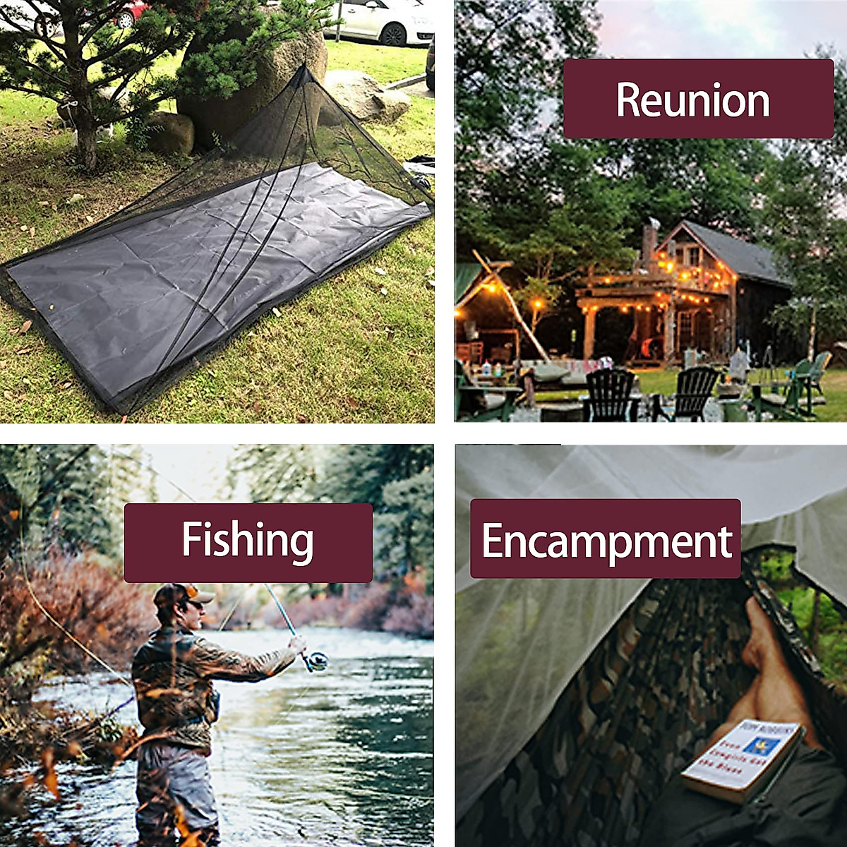 Aventik No-See-Um Camping Mosquito Net Bed Compact and Ultra-Light for Travel，Finest Holes Mesh 2000 Noseeum Netting for Camping and Hiking, Without Sleeping Mat (Single Brown Color, M)