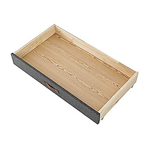 MUSEHOMEINC Upholstered Solid Wood Under Bed Storage Drawer with 4-Wheels for Bedroom/Leather Handle,Wooden Underbed Storage Organizer,Suggested for Twin and Full Size Platform Bed