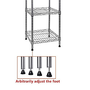 GIOTORENT 5 Tier Standing Shelving Metal Units, Adjustable Height Wire Shelf Display Rack for Laundry Bathroom Kitchen 11.8 W x 11.8 D x 50 H (5-Tier, Silver)