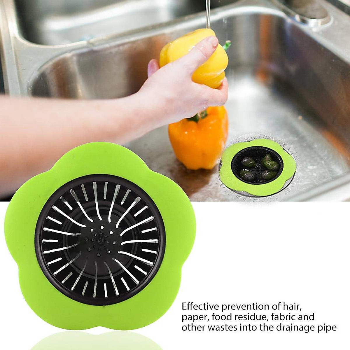 Alvinlite Plastic Sink Strainer Flower Shaped Drain Stopper Kitchen Bathroom Accessories for Kitchen Bathroom Bathtub(Green)