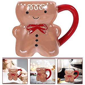 Amosfun Gingerbread , Ceramic Christmas Coffee Cup Christmas Character Mugs Xmas Party Tea Cup Novelty Drinking Cup for Hot Chocolate Cocoa Mugs