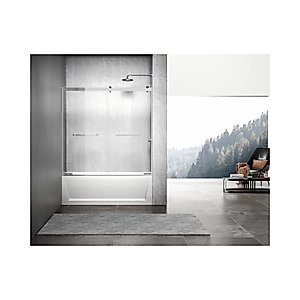Elegant Kitchen and Bath TD222-6060BNK Frameless tub Door 60 x 60 Brushed Nickel