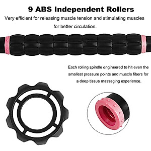 Yansyi Muscle Roller Stick for Athletes - Body Massage Roller Stick - Release Myofascial Trigger Points Reduce Muscle Soreness Tightness Leg Cramps & Back Pain for Physical Therapy & Recovery (Pink)