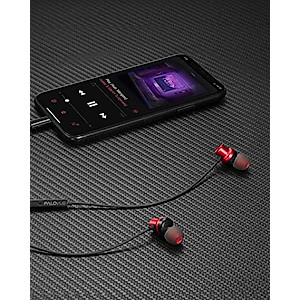 PALOVUE Lightning Headphones Magnetic in-Ear Earphones MFi Certified Earbuds with Mic Controller Compatible iPhone 14 13 12 11 Pro Max iPhone X XS Max XR iPhone 8 P iPhone 7 P EarflowPlus Metallic Red