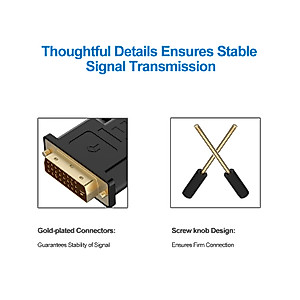 Rankie Mini DisplayPort (Mini DP) to DVI Cable, Thunderbolt Port Compatible, Gold Plated, 6 Feet