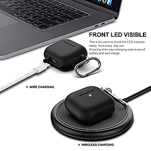 Doboli Compatible with AirPods 3 Case Cover for Airpods 3rd Generation 2021 Front LED Visible Round Shape Black