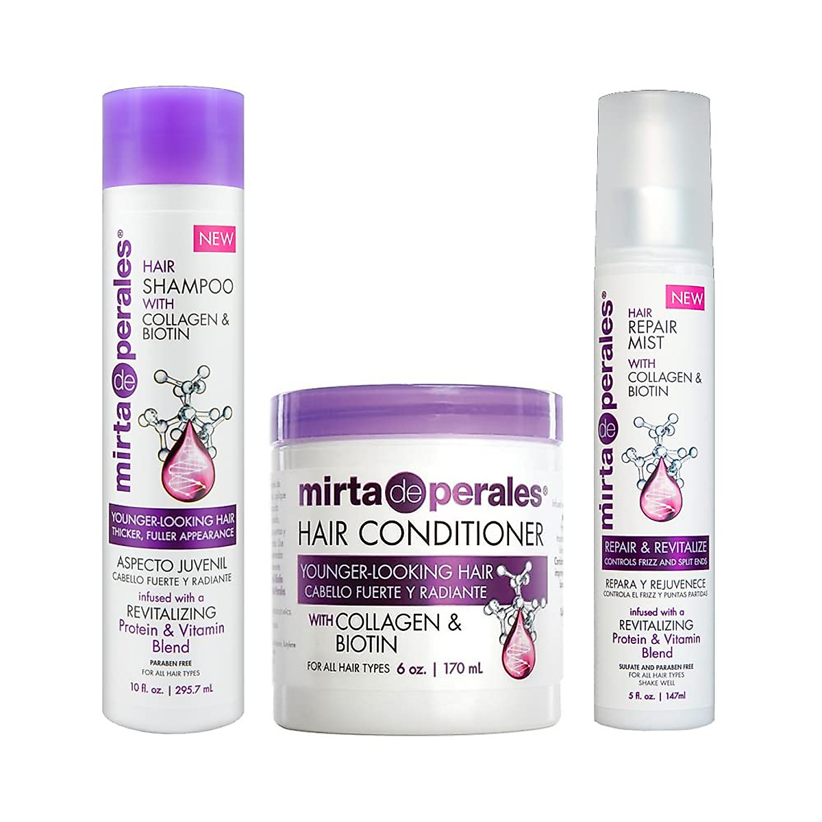 Mirta de Perales Collagen Biotin Shampoo + Conditioner + Repair MistSet