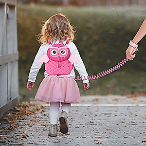 JIANBAO Owl Toddler Backpacks with Leashes Anti Lost Wrist Link for 1.5 to 3 Years Kids Girls Boys Safety (Owl, Pink)