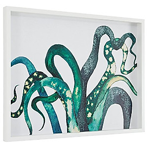 Amazon Brand – Rivet Modern Octopus Tentacle Print in Shadowbox, White Frame, 31" x 41"