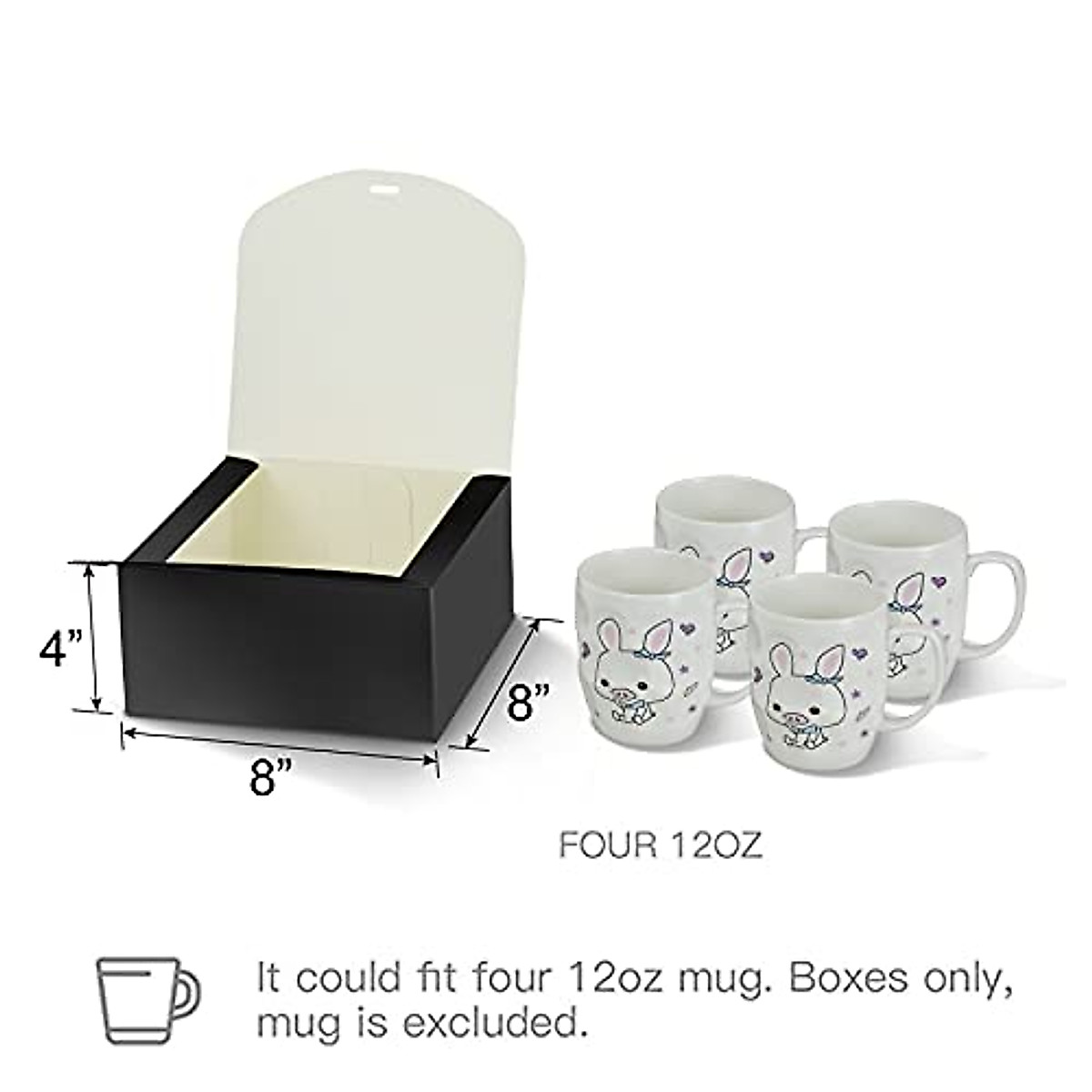 HUAPRINT Gift Boxes with Lids,Black Gift Boxes 8x8x4inches,Bridesmaid Proposal Box,12 Sets,Kraft Paper Gift Boxes for Wedding,Packaging,Present,Birthday,Cupcake Boxes,Crafting