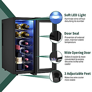 JINJUNYE 12 Bottle Wine Cooler, Wine Fridge Small, 46-66°F, Freestanding Wine Cooler Refrigerator with Digital Temperature Control, Wine Cellar Gift for Wine Lover…