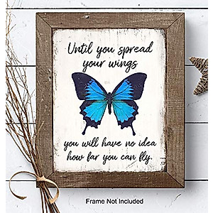 Inspirational Butterfly Wall Art Picture - Boho Positive Quote Home Decor - Encouragement Gift for Women, Girls, Teens - Motivational Self Confidence Decorations for Bedroom, Office, Living Room -8x10